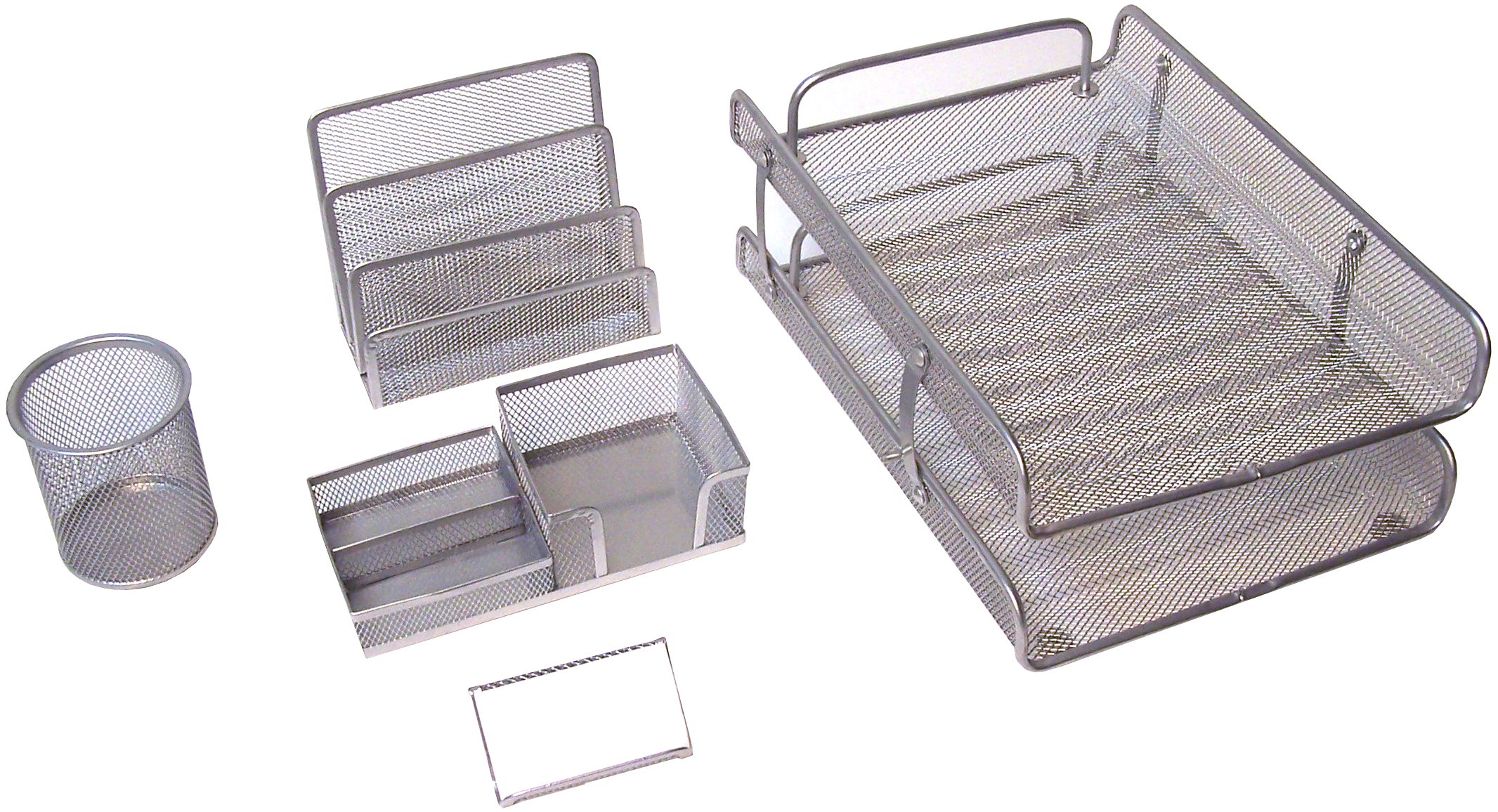 Majestic Goods Office Supply Mesh Desk Set, Silver 5 Piece (XQ767S ...