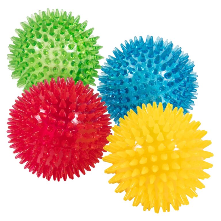 dipperdap 3.5” Spikey Dog Balls (4 Pack) Squeaky Dog Toys | Cleans ...